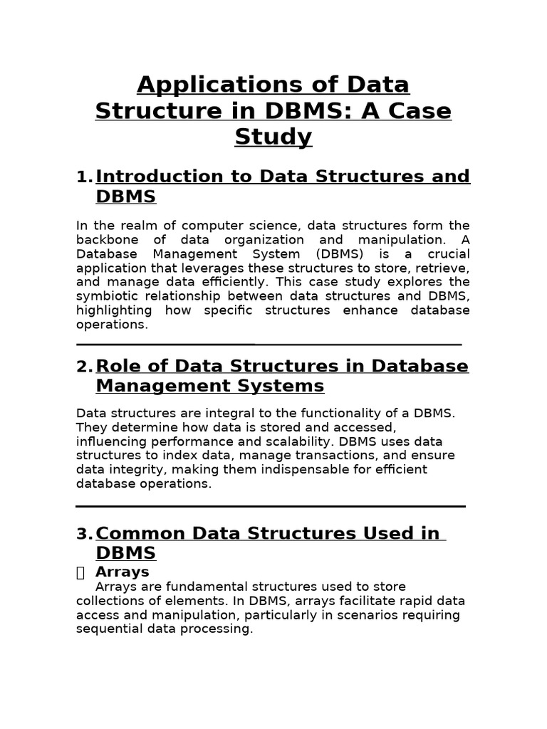 Applications of Data Structure in DBMS | PDF | Databases | Database Index