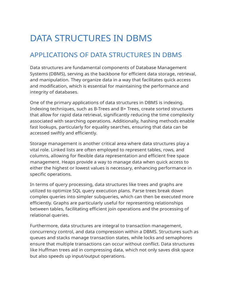 DBMS Structures (1) | PDF | Database Index | Databases DBMS Structures (1) | PDF | Database Index | Databases