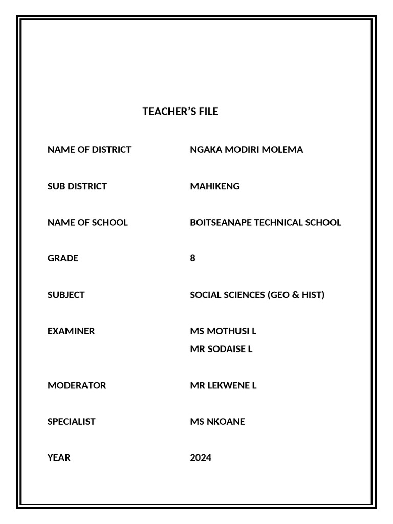 TEACHER S File Moderation 2024 | PDF