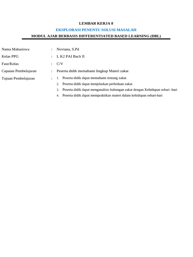 DBL Noviana Penyusunan Modul Ajar DBL (K2) | PDF