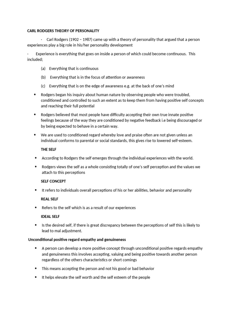CARL RODGERS THEORY OF PERSONALITY AND EYSENKS PERSONALITY THEORY-DCP ...