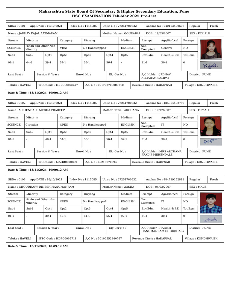 Maharashtra State Board of Secondary & Higher Secondary Education, Pune HSC EXAMINATION Feb-Mar ...