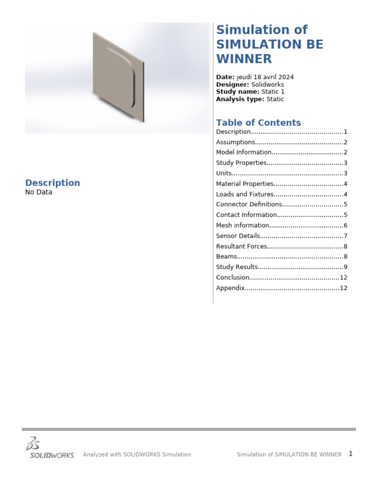 SIMULATION BE WINNER-Static 1-1 | PDF | Young's Modulus | Strength Of ...