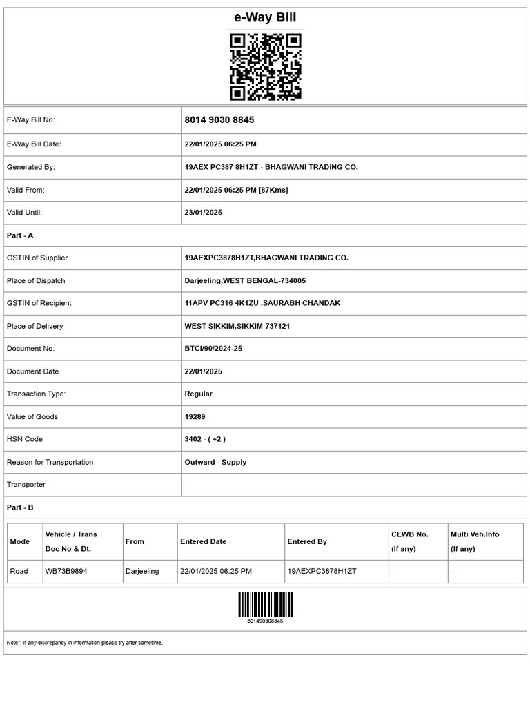 E-Way Bill System | PDF