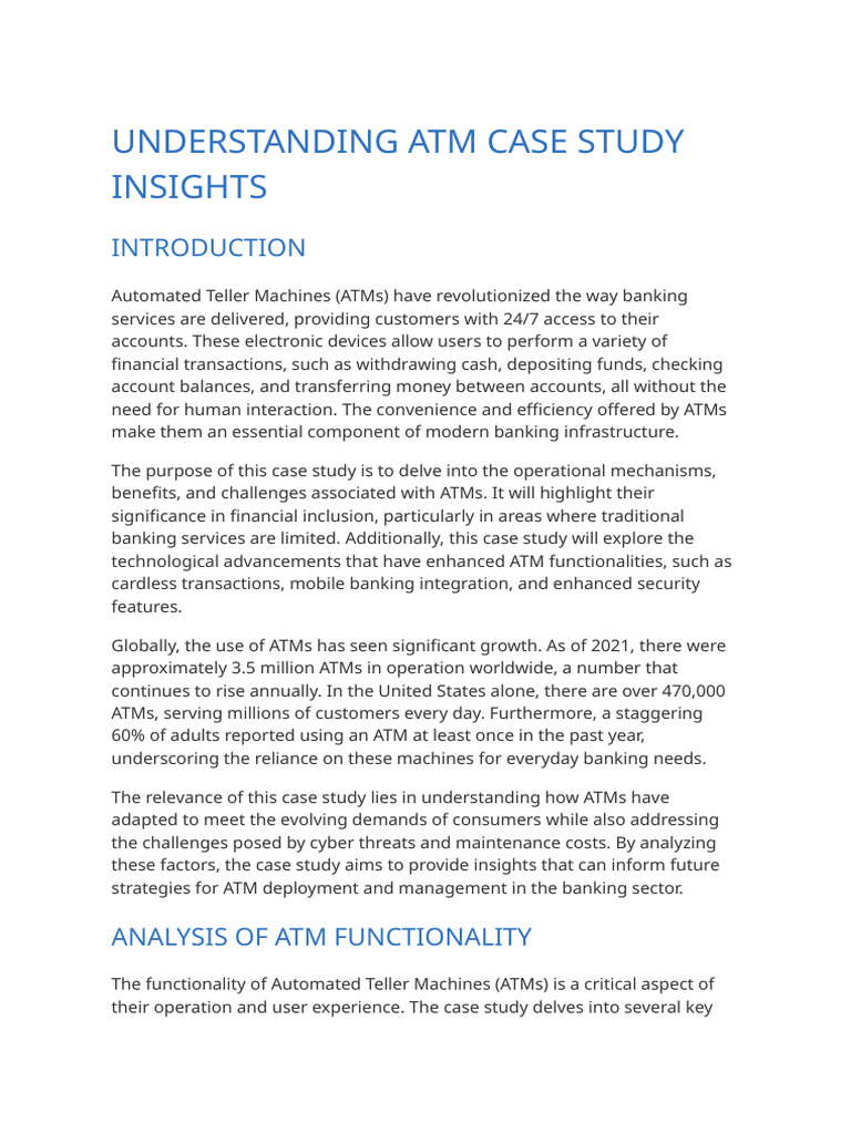 Understanding ATM Case Study Insights | PDF | Automated Teller Machine | Computer Security