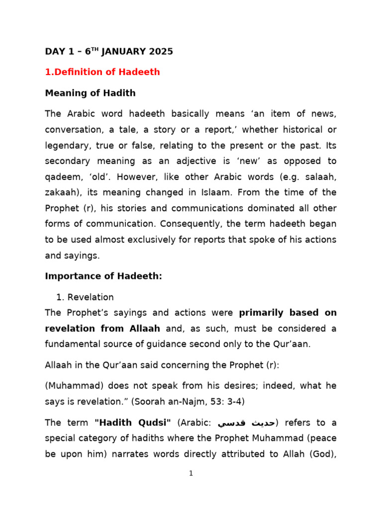 Understanding Hadeeth and Wahi in Islam | PDF | Hadith | Muhammad