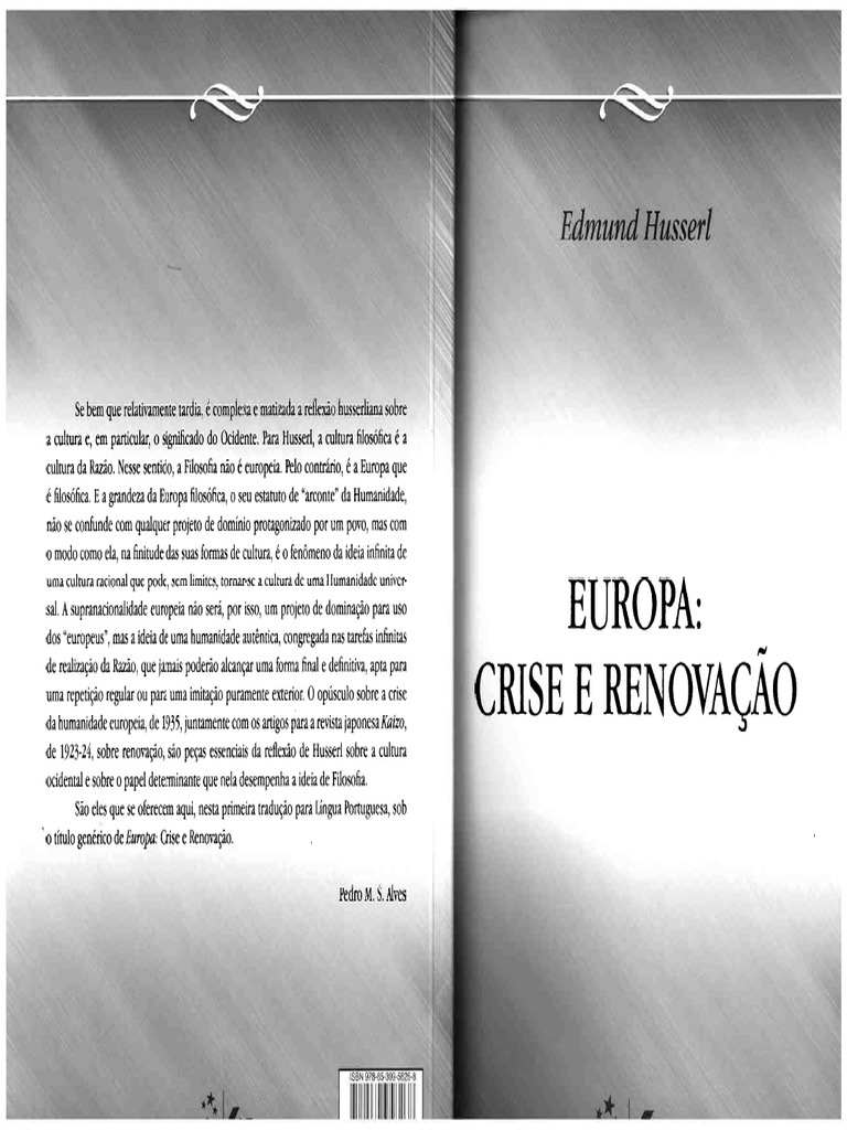 Husserl Edmund Europa Crise e Renovaao PDF Free | PDF