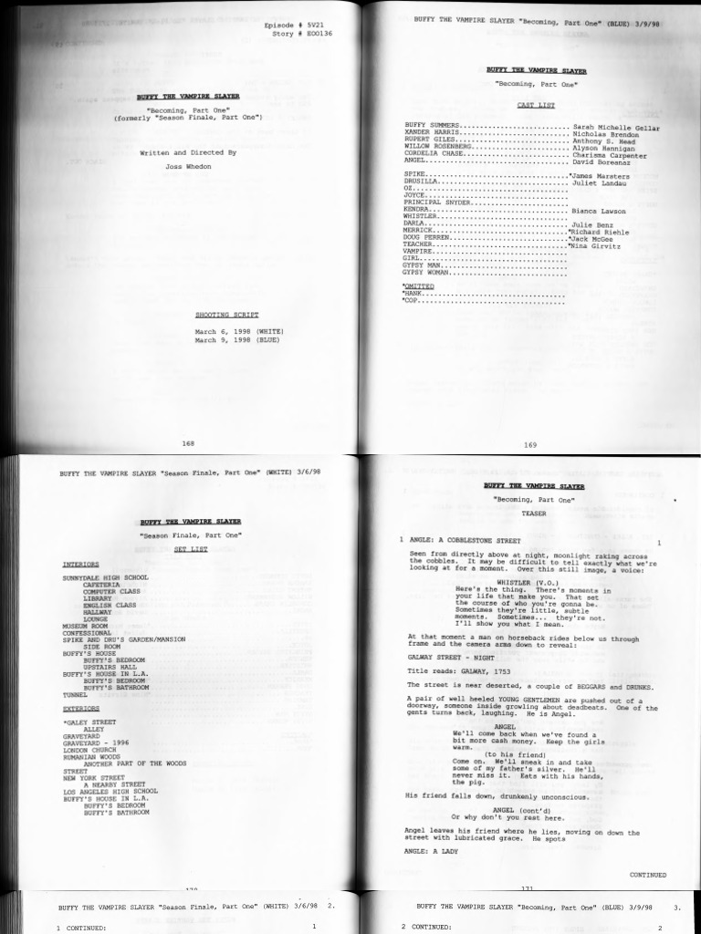 Buffy Season 2 Finale Script: Becoming Part 1 | PDF | Buffy The Vampire ...