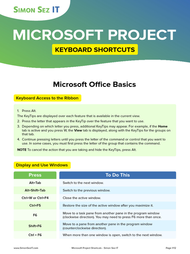Project Keyboard Shortcuts Guide | PDF | System Software | Text