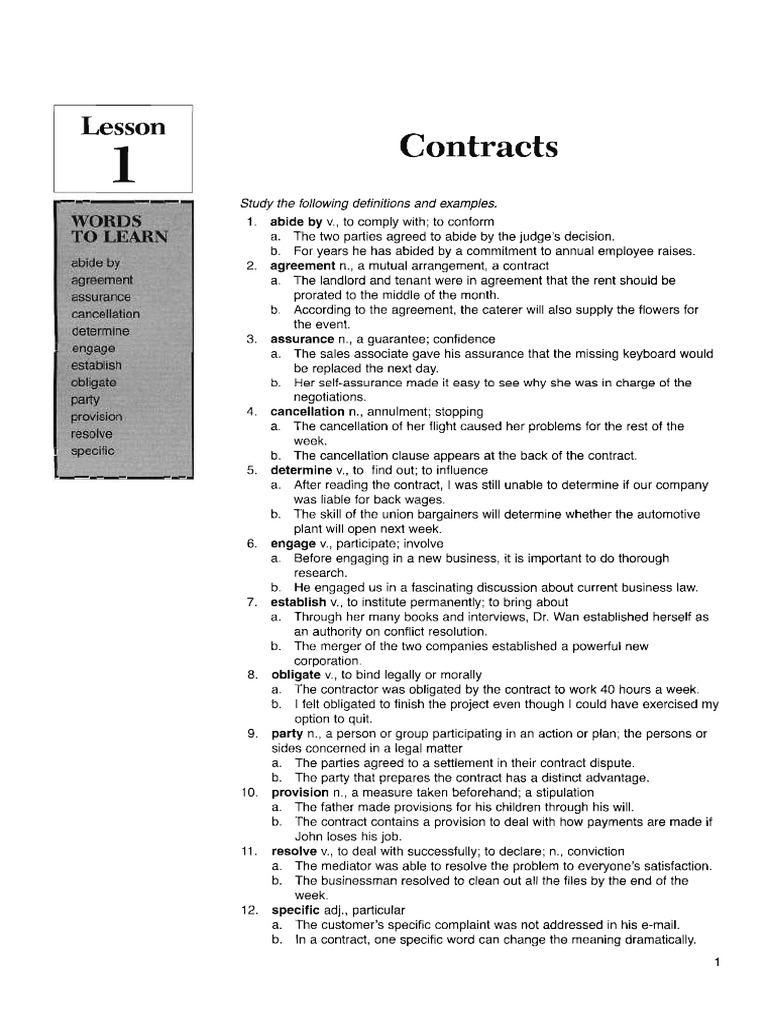 Lesson 1 Contracts | PDF