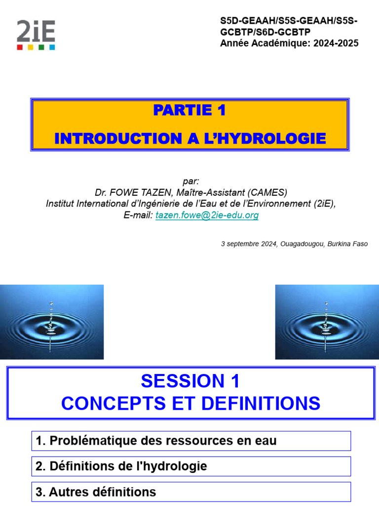 1.1_Concepts Et Définitions | PDF | Hydrologie | Barrage