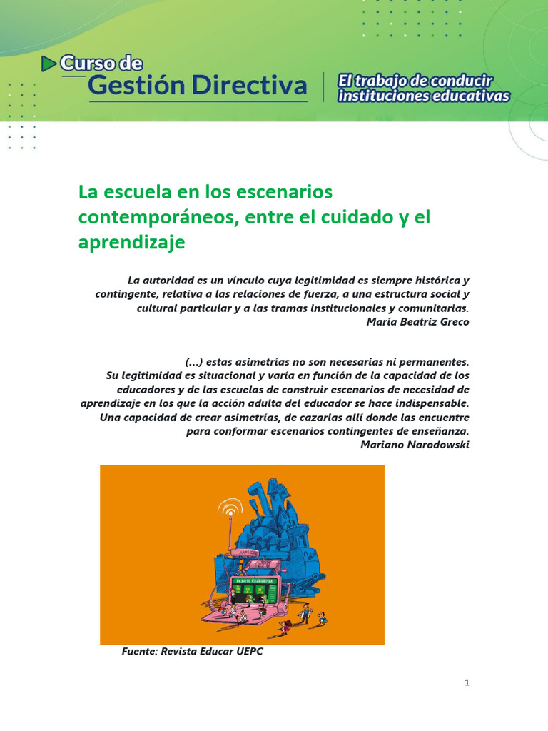 Unidad 2_ La escuela en los escenarios contemporáneos, entre el cuidado ...