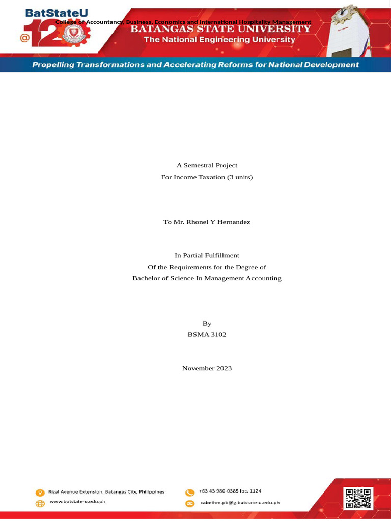 A Semestral Project For Income Taxation (3 Units) | PDF