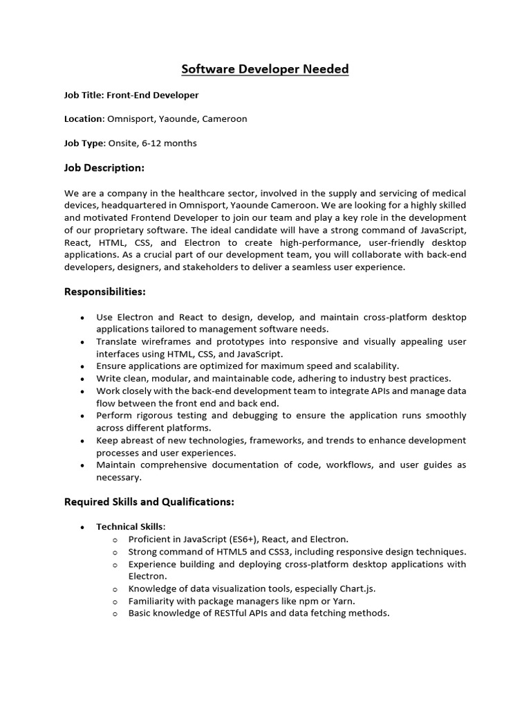Front-End Developer Needed | PDF | Software | Java Script