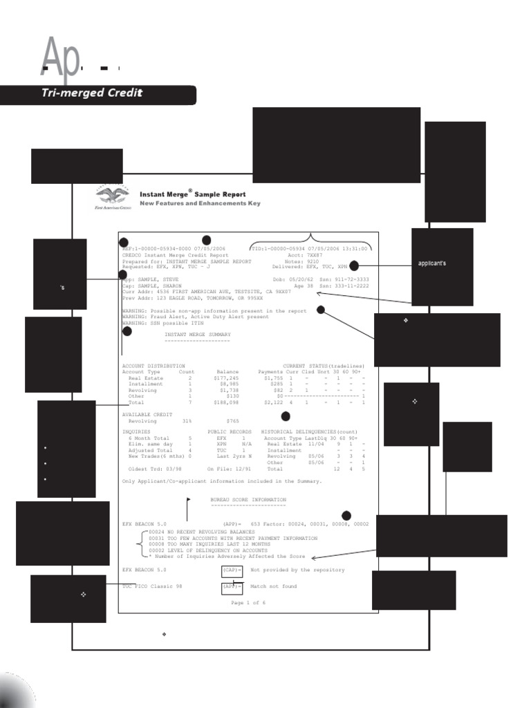 Lesson 3 Sample Tri Merged Credit Report | PDF | Credit History ...