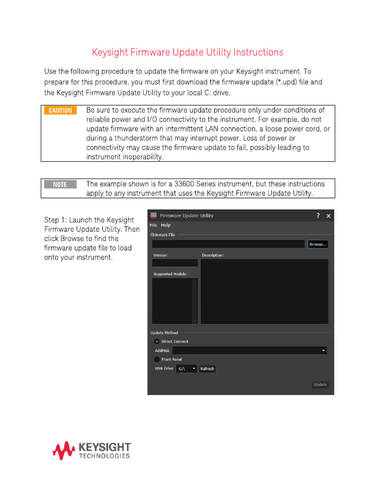 Keysight Firmware Update Instructions (Front Panel USB Port) | PDF