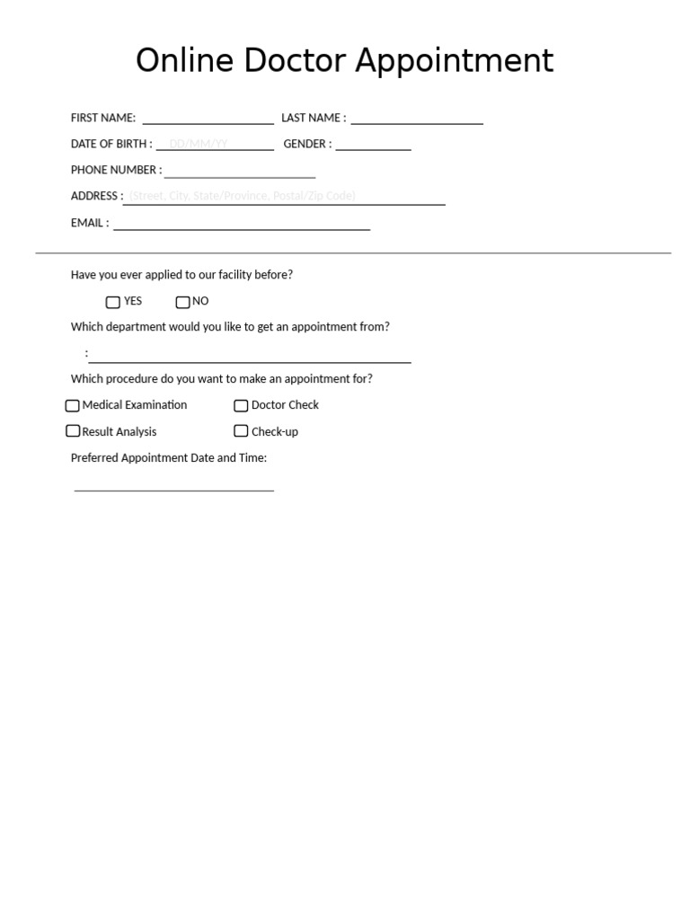 Online Doctor Appointment Form | PDF