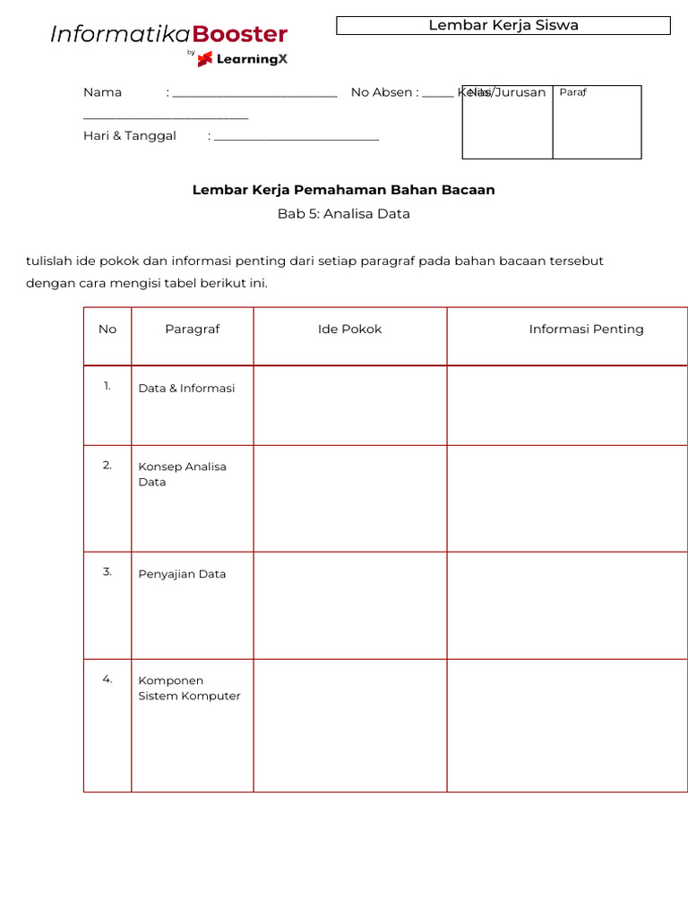 Lembar Kerja Aktivitas Membaca Bab 5-1694490754580 | PDF
