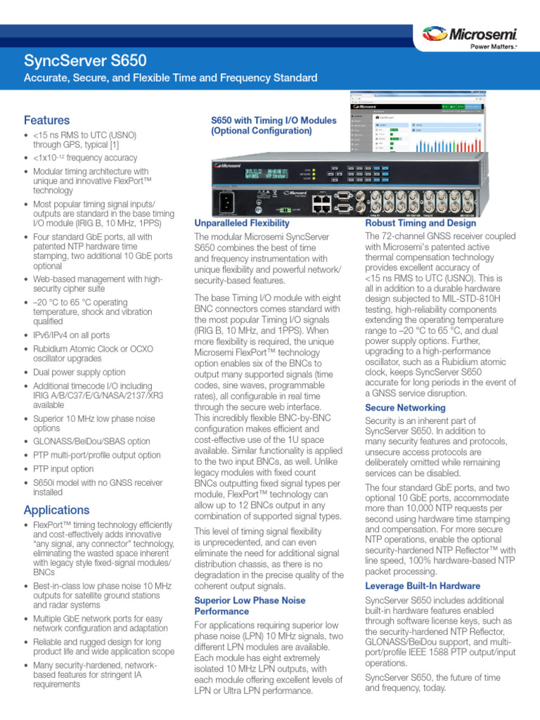 Microsemi SyncServer S650 Overview | PDF | Electronics ...