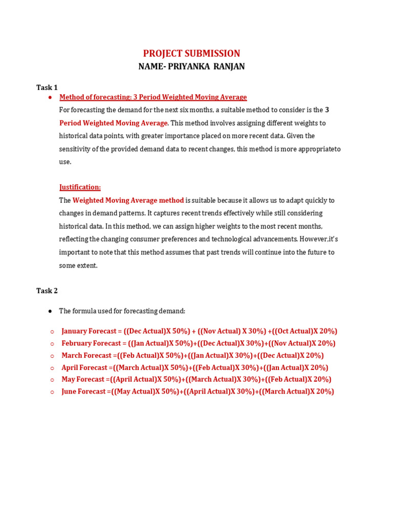 OPSCM Project - Priyanka Ranjan | PDF | Supply Chain | Forecasting
