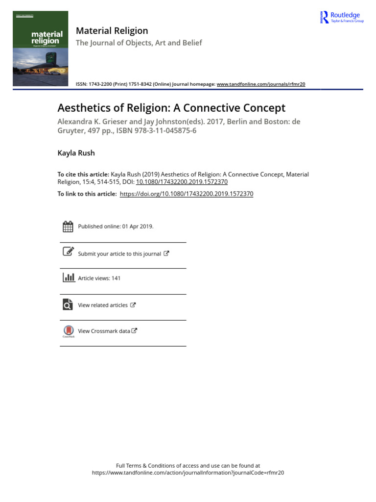 Aesthetics of Religion A Connective Concept | PDF | Aesthetics ...