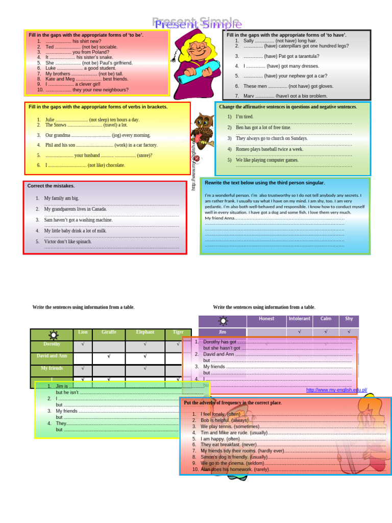 Ejercicios Presente Simple Con Dibujos | PDF | Languages | Foreign Language Studies