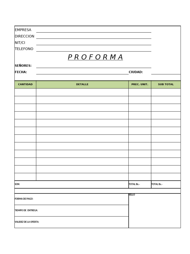 Proforma de Cotización Comercial | PDF