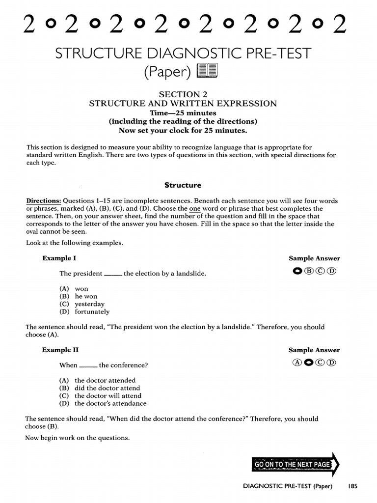 Structure- Diagnostic Toefl Longman | PDF