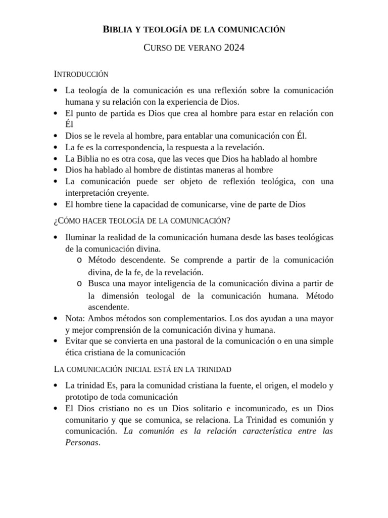 Teología de la Comunicación en la Biblia | PDF | Jesús | Trinidad