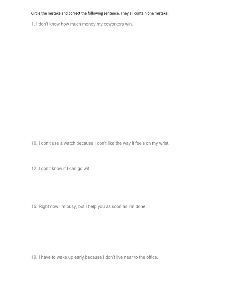 Correcting Common Sentence Mistakes | PDF