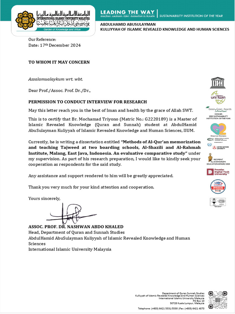 Permission Letter To Conduct Interview For Researc - 241217 - 105259 | PDF