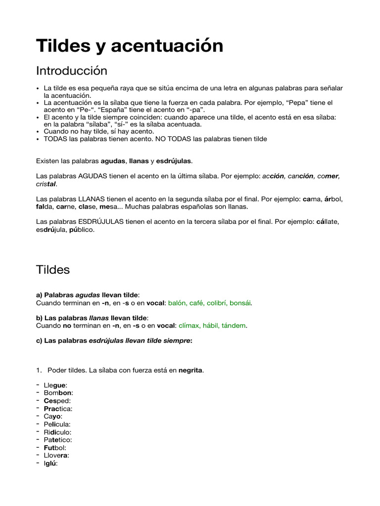 Tildes y acentuación (ELE) | PDF