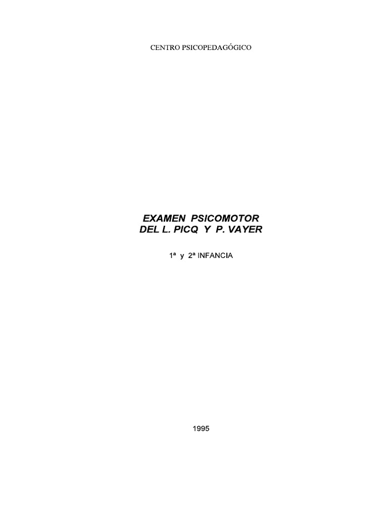 examen-psicomotor-de-picq-y-vayer (1) | PDF