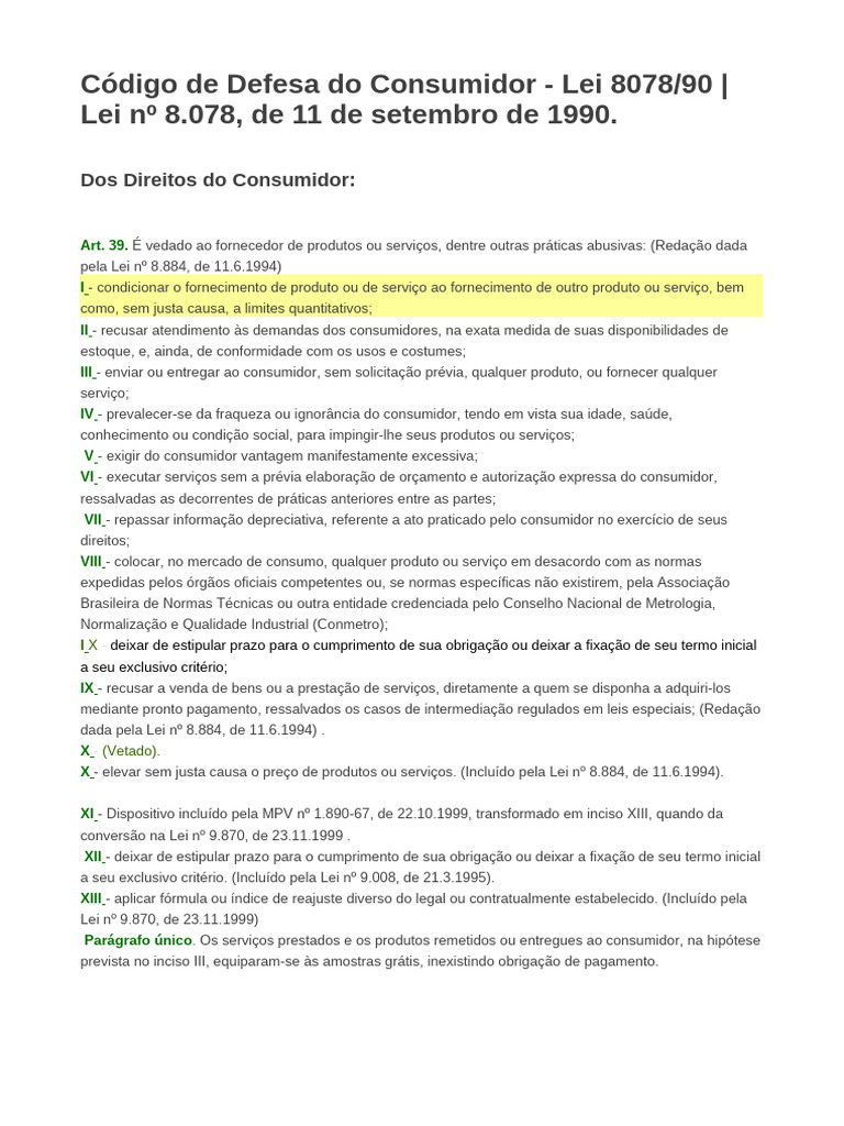 Direitos do Consumidor na Lei 8078/90 | PDF | Proteção ao consumidor ...