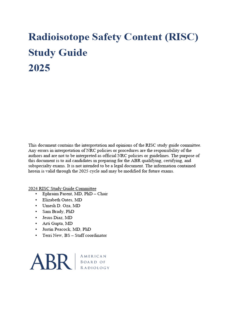 RISC Study Guide 2025 | PDF | Absorbed Dose | Ionizing Radiation