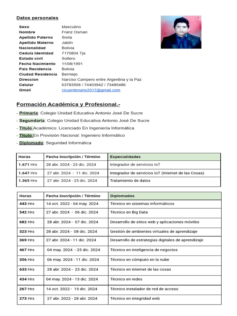 Curriculum Ing. Informatico | PDF | Software de la aplicacion | Comercio electrónico