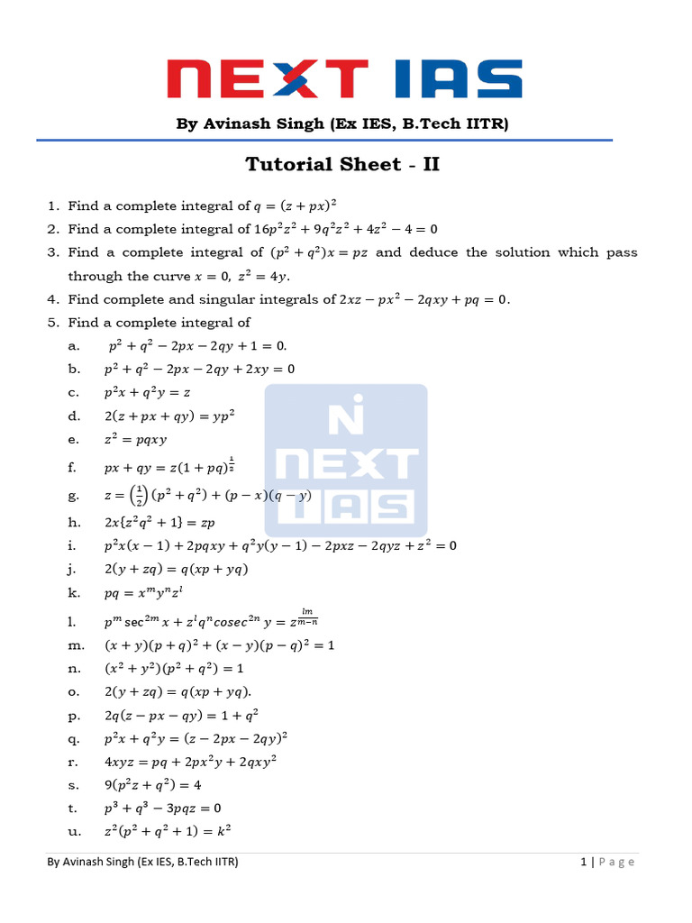 Complete Integrals Tutorial Sheet | PDF