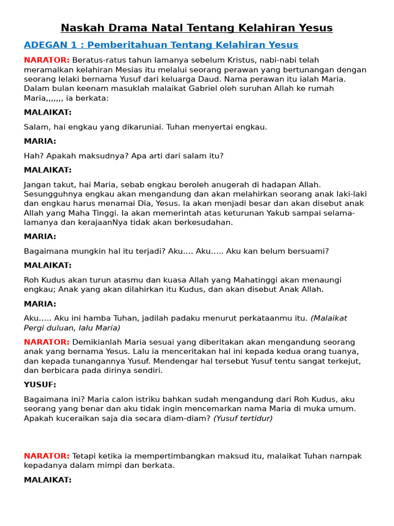 Naskah Drama Natal Tentang Kelahiran Yesus Fixx | PDF