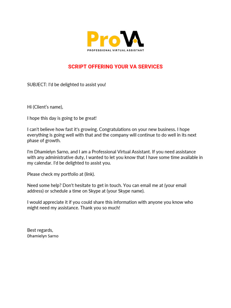 Script Offering Va Services | PDF