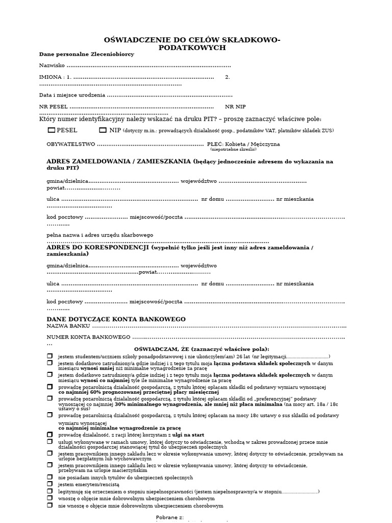 2 - Ankieta-Do-Umowy-Zlecenie | PDF