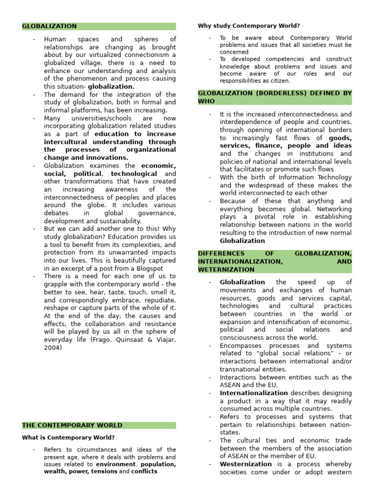 TCW WEEK 1-2 | PDF | Globalization | Economic Globalization