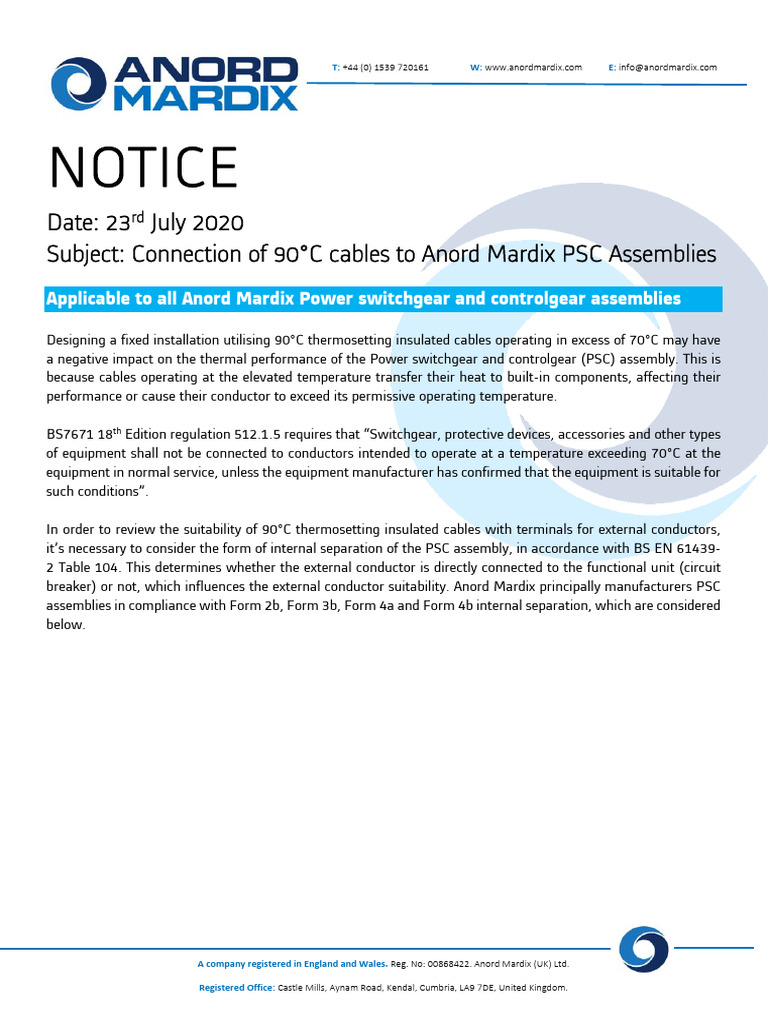 AM PSC Assembly 90degc Cables r1 | PDF | Electrical Conductor | Materials