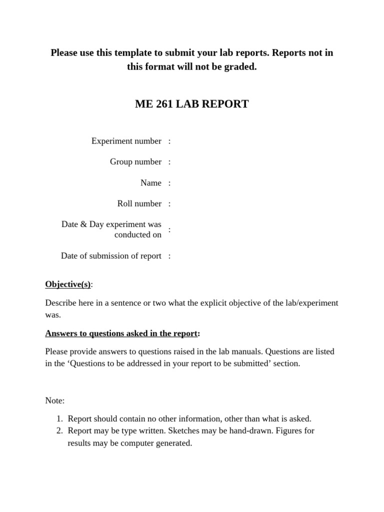 ME361 Lab Report Format | PDF