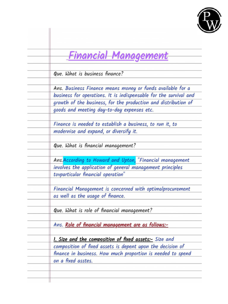 Financial Management - Handwritten Notes - (Kautilya) | PDF