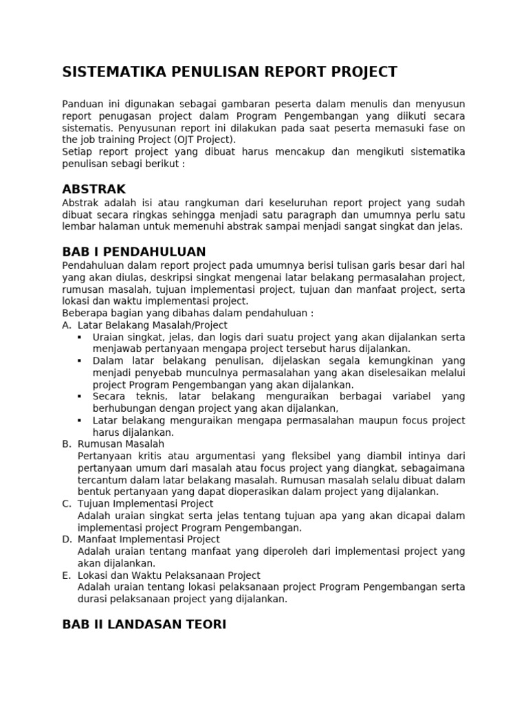 Sistematika Penulisan Report Project (1) 2 | PDF