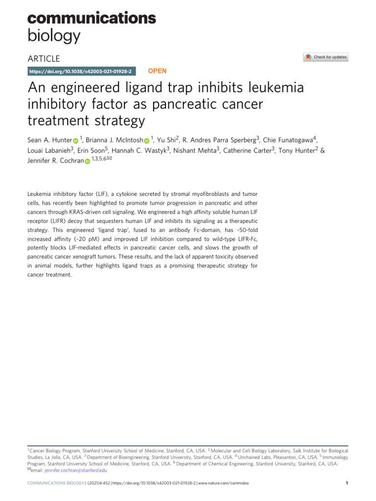 An Engineered Ligand Trap Inhibits Leukemia Inhibitory Factor as ...