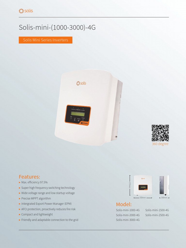 Solis Datasheet Solis Mini 1000 3000 4G IND V10 2022 03 | PDF | Electronic Engineering | Power ...