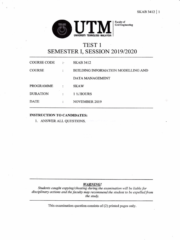SKAB 3412 Exam: BIM & Data Management | PDF | Information Science ...