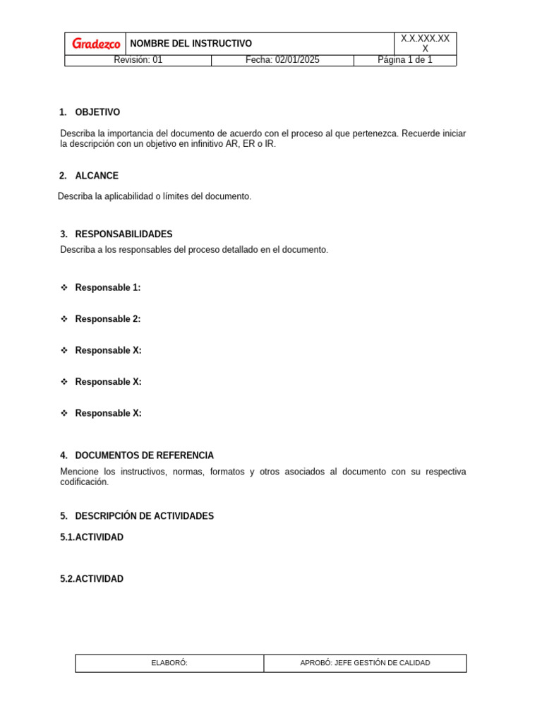 Plantilla de Instructivos GDZ | PDF