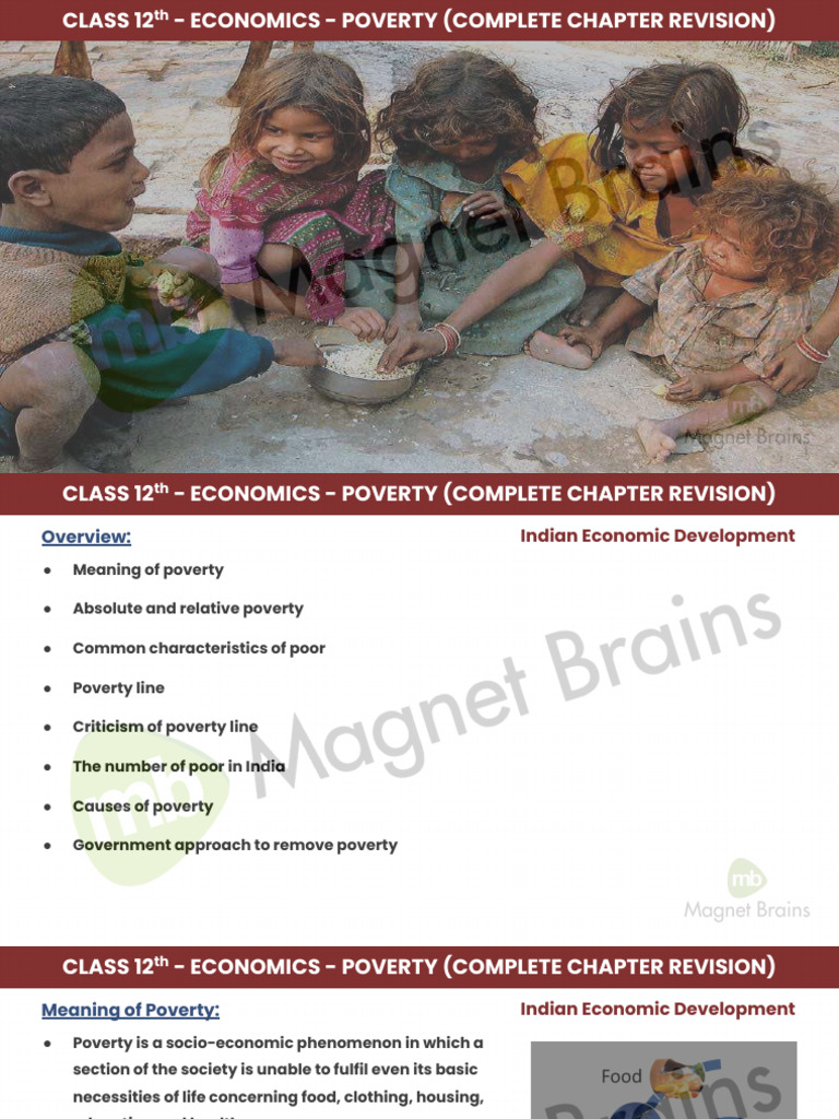 12th - Chapter 4 - Poverty - Full Chapter Explainations | PDF | Poverty ...